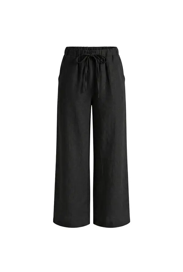 JAMES LAKELAND Linen Blend Drawstring Trousers - Black