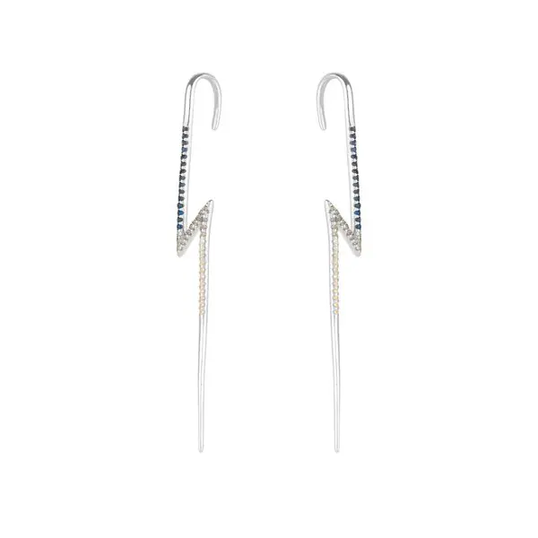 SPERO LONDON True Lightning Gemstones Sterling Bolt Ear Crawler Pair - Silver