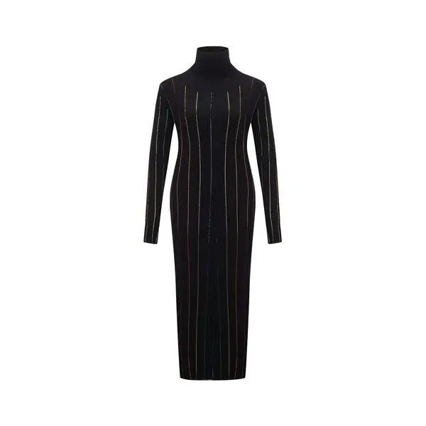 RUE AGTHONIS Noir Cashmere Scintillant Dress - Black
