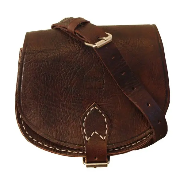 BERBER LEATHER The Temara Small Saddle Bag In Dark - Brown