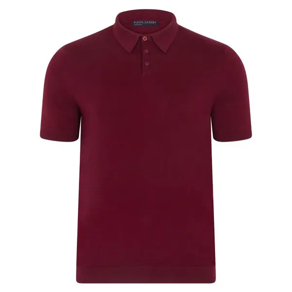PAUL JAMES KNITWEAR Ultra Fine Cotton Earll Short Sleeve Polo Shirt Cabernet - Red