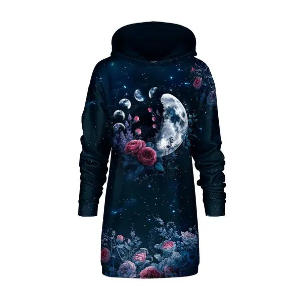 ALOHA FROM DEER Lunar Garden Oversize Hoodie Dress - Black/blue