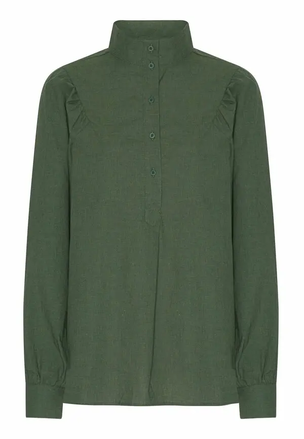GROBUND The Sonja Shirt The One With A High Collar In Mélange - Green