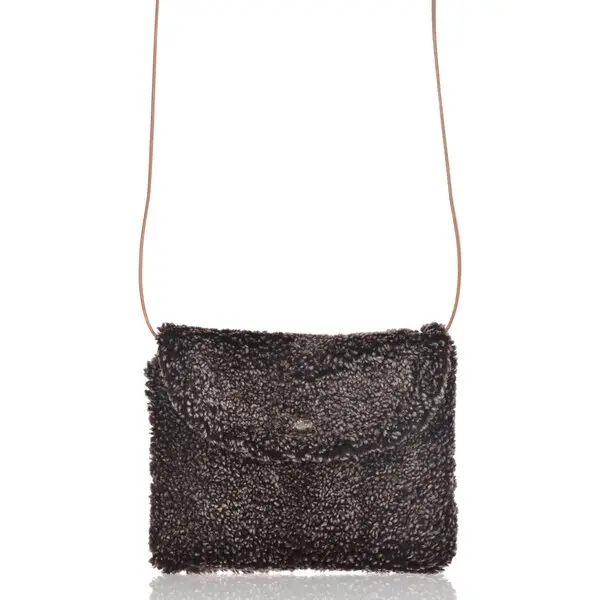 OWEN BARRY Sheepskin Crossbody Clutch Hurricane Boo - Brown