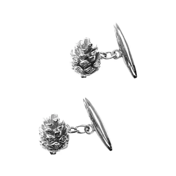 LEE RENEE Baby Pine Cone Cufflinks - Silver