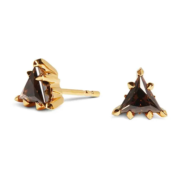 KASUN LONDON Trillion Earrings And Smokey Topaz - Gold