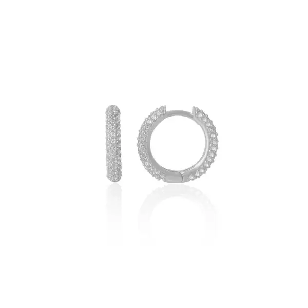 SPERO LONDON Pave Sterling Hoop Earring - Silver