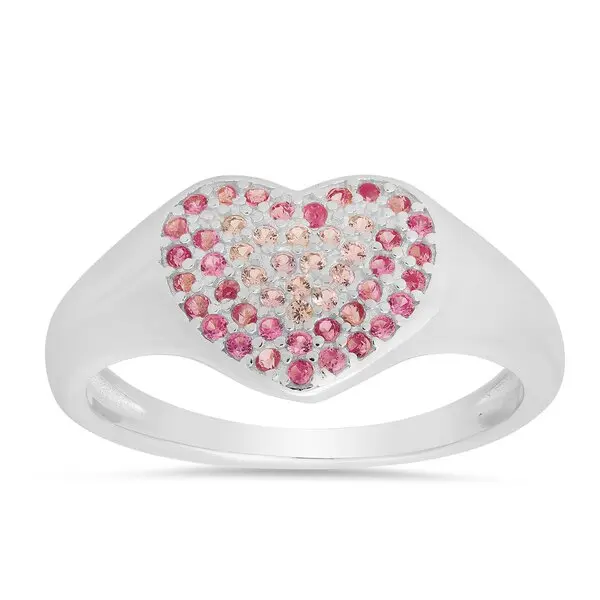 KYLIE HARPER Sterling Pink Sapphire Ombre Heart Ring - Silver