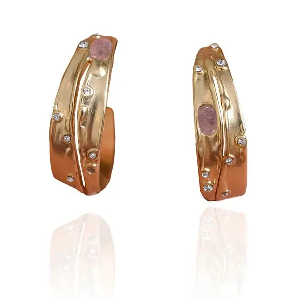 RARE MATTERS JEWELRY Gemstone Hoop Earrings - Pink