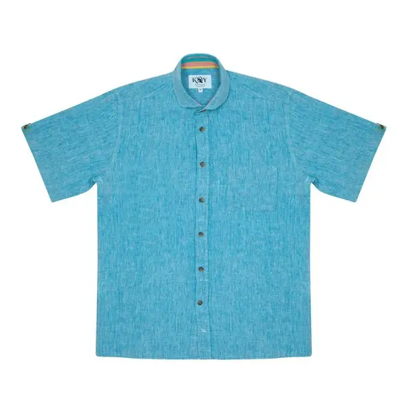 KOY CLOTHING Nyota Short-sleeved Linen Shirt - Blue