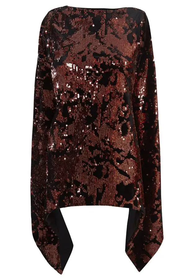 SARVIN Sequined Velvet Tie-back Top