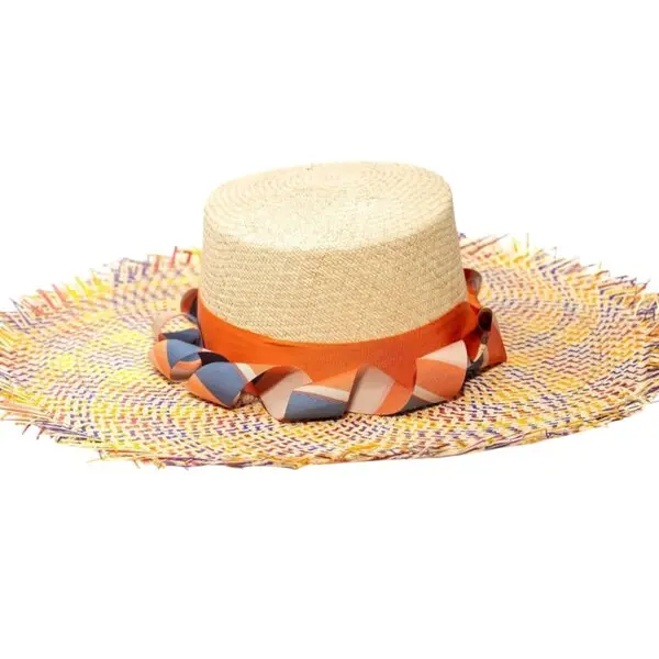 ORTUS Neutrals / Maracuya Straw Boater Hat Neutral And - Orange