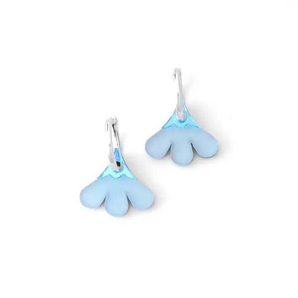 BY CHAVELLI Baby Daisy Dangly Hoop Earrings In Light - Blue