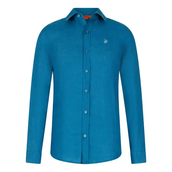MAISON TANGERINE S Linen Shirt Azure - Blue