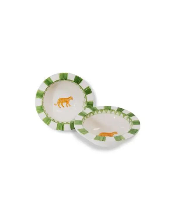 Mojjere Faience Soup Bowl Animal Design Jungle - Green