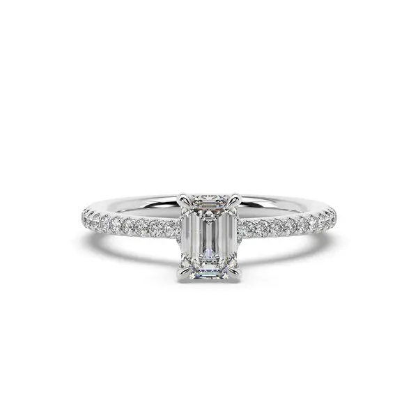 ARTISAN 14k Gold Ring Featuring Lab-grown Emerald-cut Diamond - White