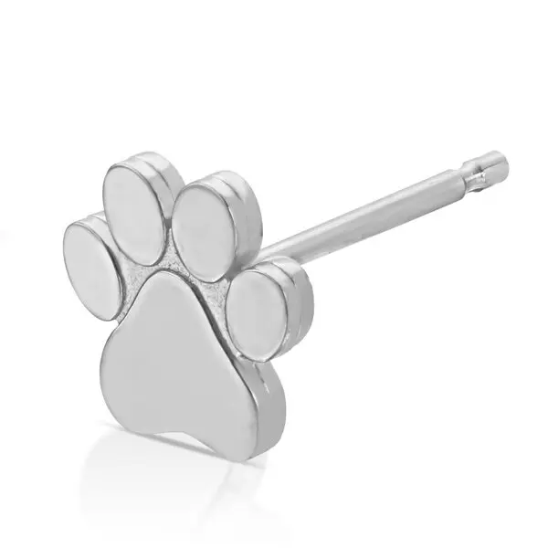 Maya Brenner Designs Charm Stud 14k White Gold Paw