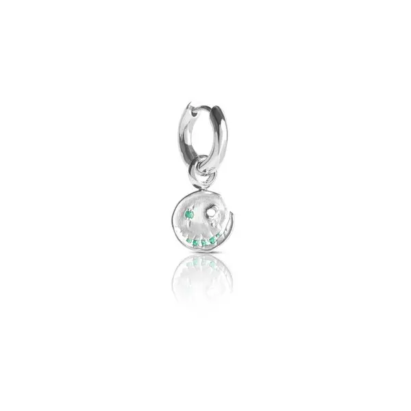 KASUN LONDON Smile Hoop Earring – May – Emerald - Silver