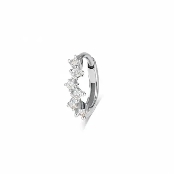 ZOHREH Scattered Diamond Huggie Hoop Earring 9k White Gold - Silver