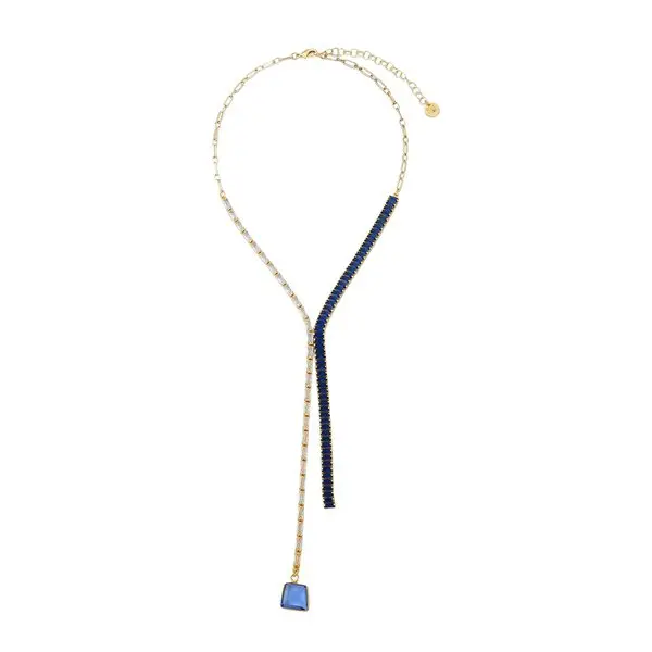 RARE MATTERS JEWELRY Golden Hour Lariat Necklace - Blue