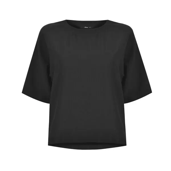 OH!ZUZA NIGHT&DAY Echo Oversized T-shirt In Textured Viscose - Black
