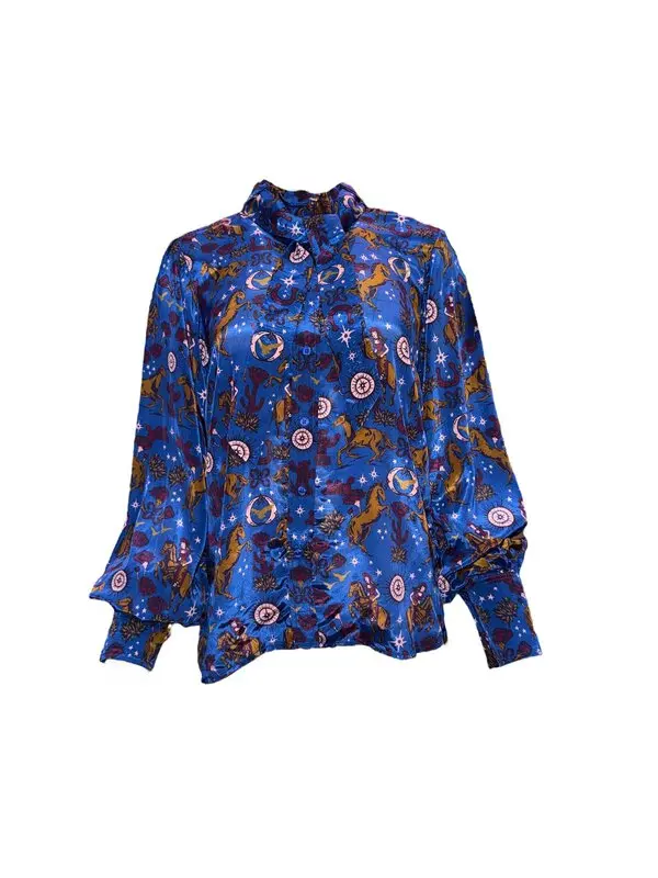 ANY OLD IRON Black / Blue Blue Easy Rider Necktie Shirt - Black/blue