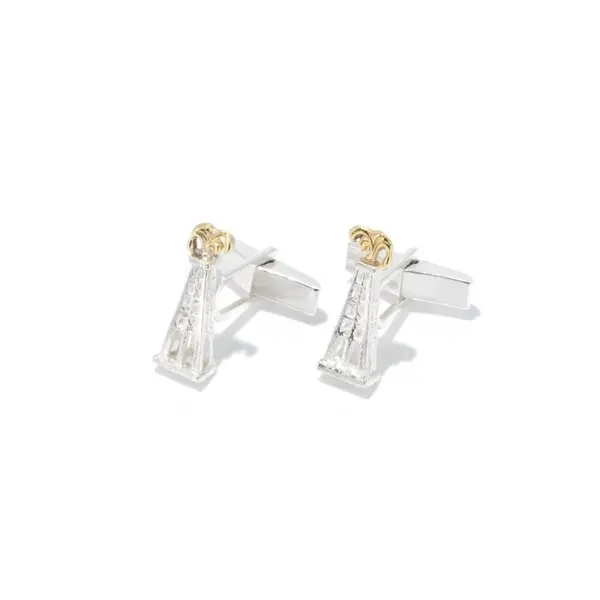 SIMON KEMP JEWELLERS Oil Derrick Cufflinks Eighteen Carat Gold On Sterling - Silver