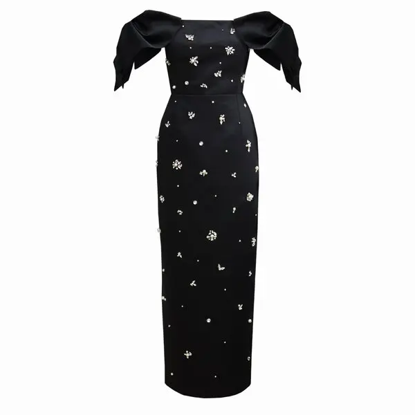 GUSHKA Crystal And Pearl Embellished Gown
