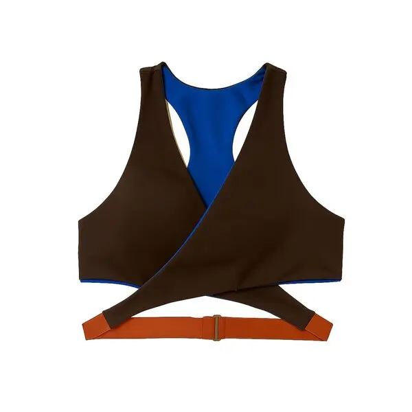 YORSTRULY Brown / Blue Vest Bra Top Espresso Martini Inside Electric Blue - Brown/blue