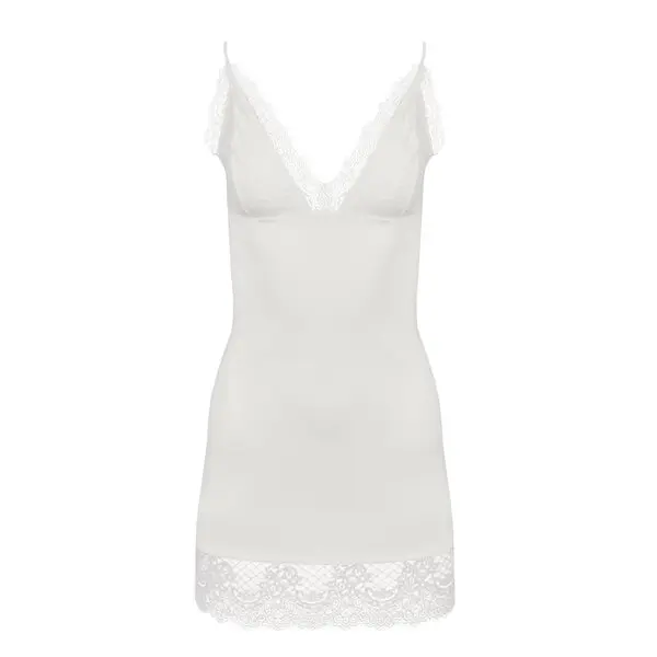 OH!ZUZA NIGHT&DAY Lace Back Viscose Chemise Nightdress Ivory - White