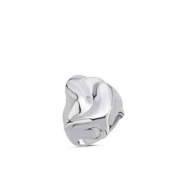LINYA JEWELLERY Shiny Hammered Big Ring Vintage Style - Silver