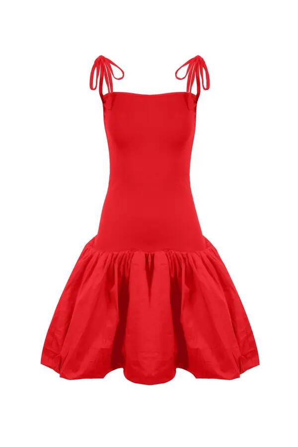 AMY LYNN Alexa Cherry Puffball Mini Dress - Red