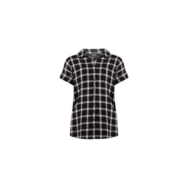 KNOWN SUPPLY Flannel Shirt Dress Amaris /taupe Plaid - Black