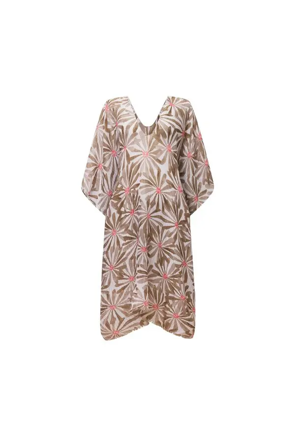 JAMES LAKELAND Beige Retro Floral Kaftan - Brown