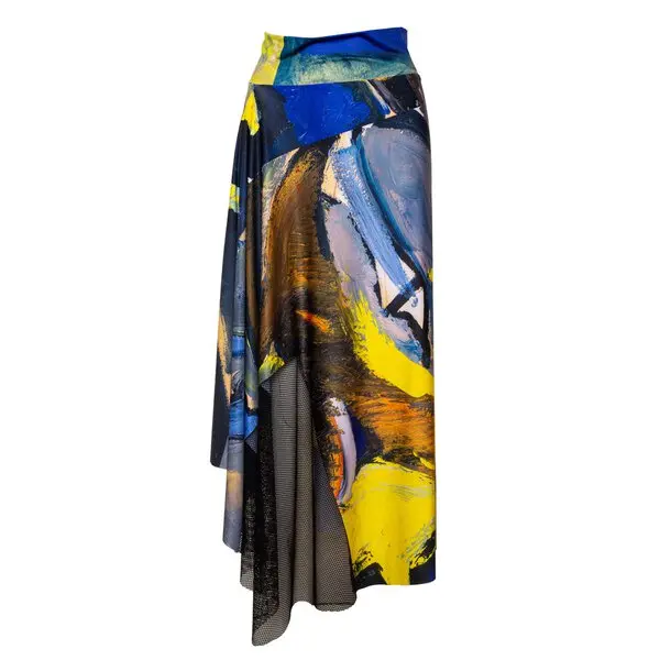 ARTISTA Bird Printed Skirt - Blue