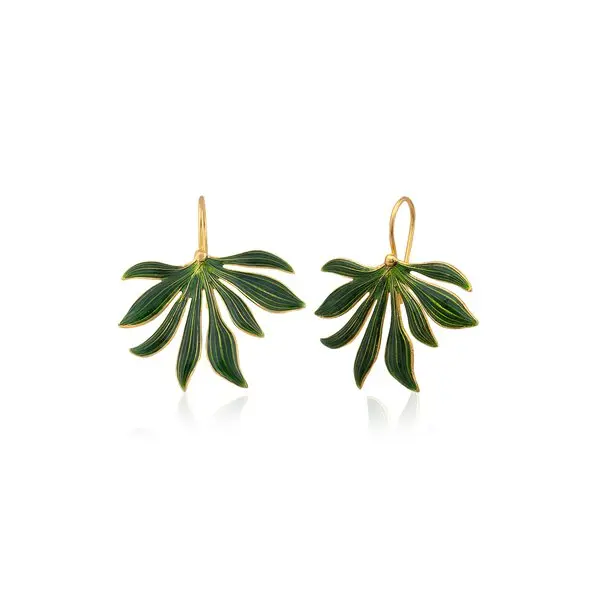 MILOU JEWELRY Ash Tree Leaf Earrings - Green