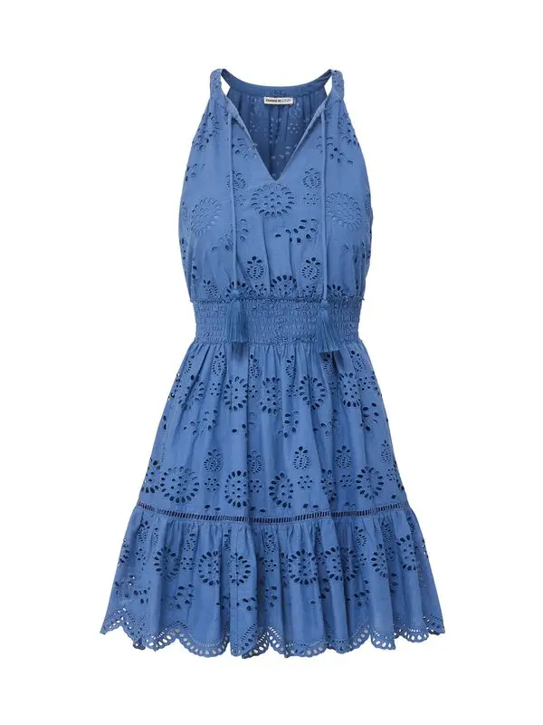 CHANGE OF SCENERY Emma Dress In Steel San Andres Eyelet - Blue