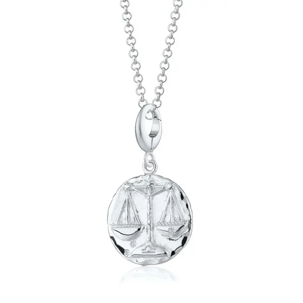 LILY CHARMED Sterling Libra Zodiac Charm Necklace Star Sign Necklace - Silver