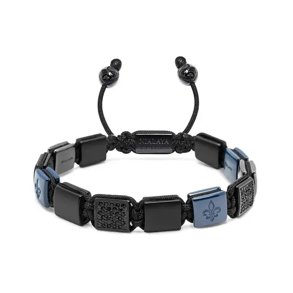 NIALAYA JEWELRY Midnight Onyx Dorje Flatbead Bracelet - Black/blue
