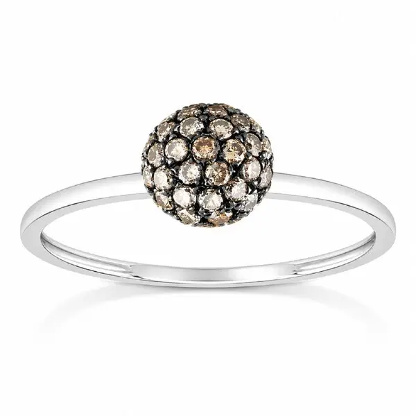 ARTISAN White / Brown 18k White Gold Brown Diamond Pave Ball Ring - White/brown