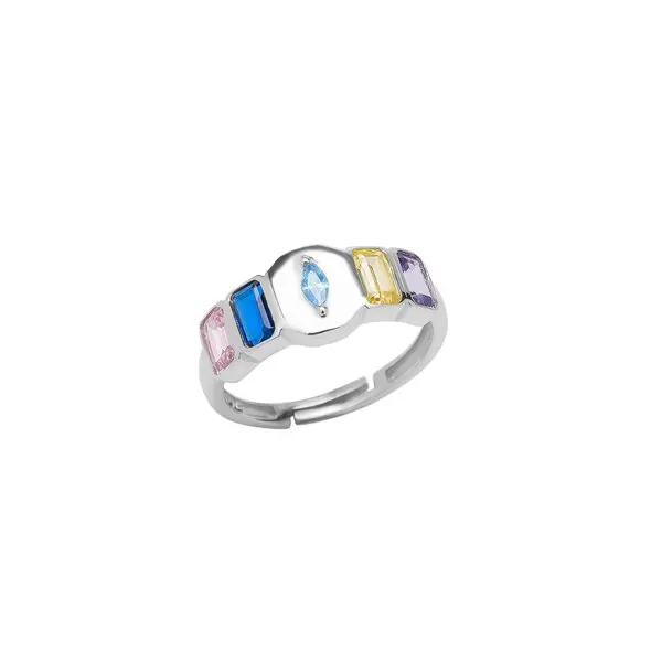 SPERO LONDON Sterling Multicolor Baguette Ring - Silver