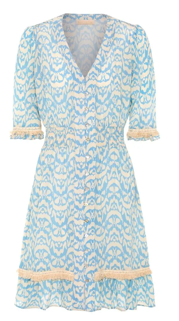 GUINEA Blue / White Pale Blue & Cream Summer Dress - Blue/white