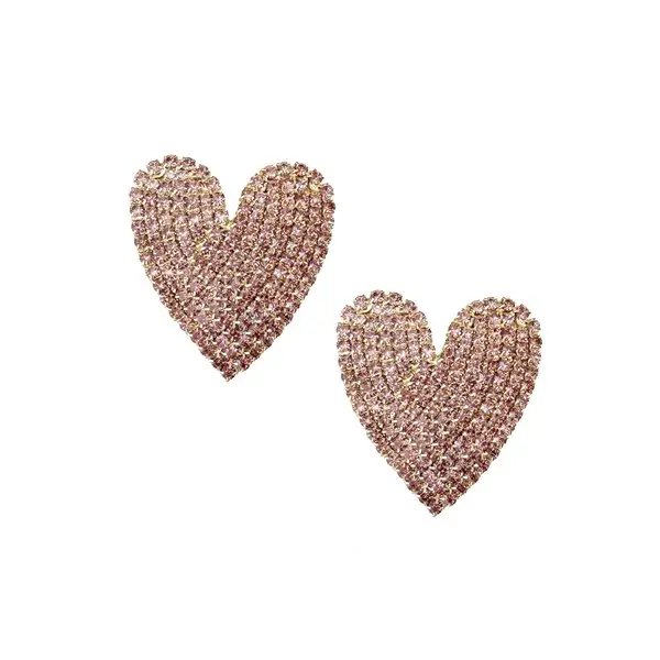 MAISON DE GALA Love Crystal Heart Earring - Pink