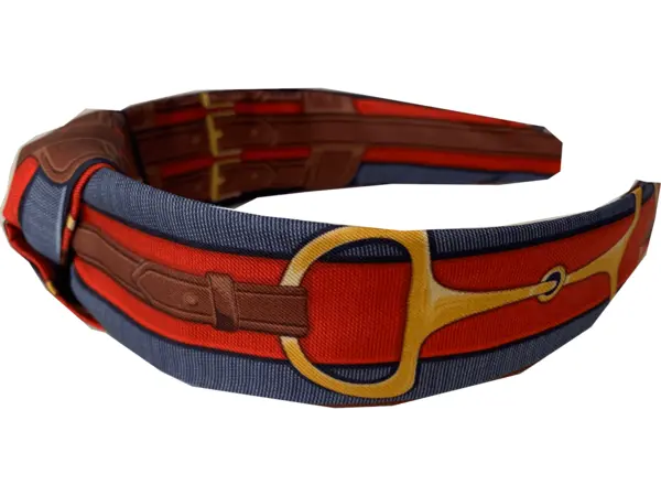 LAZYJACK PRESS Saddle Up Italian Silk Knotted Headband - Blue