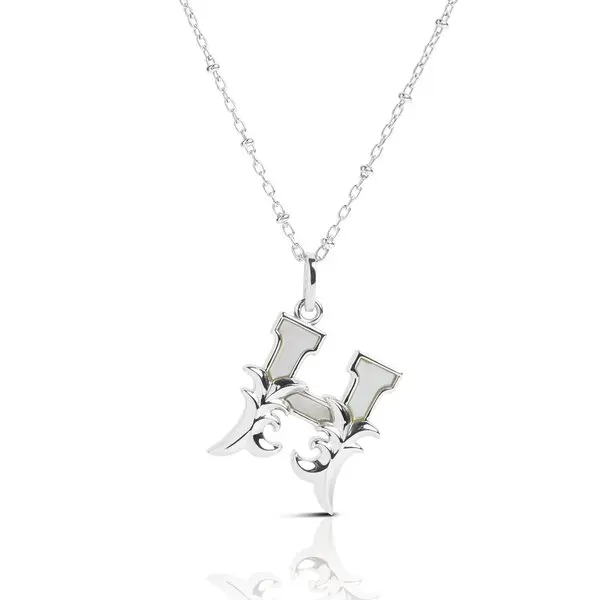 KASUN LONDON Solid H Initial Necklace With Mother Of Pearl - Silver