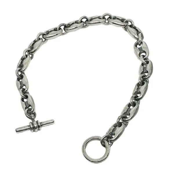 TG-JEWELLERY BY TAMARA GERVASIO Silver / Black Anchor Link T-bar Bracelet – Sterling Silver - Silver/black
