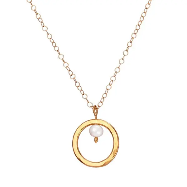 POSH TOTTY DESIGNS Yellow Gold Plated Pearl And Circle Necklace - Silver