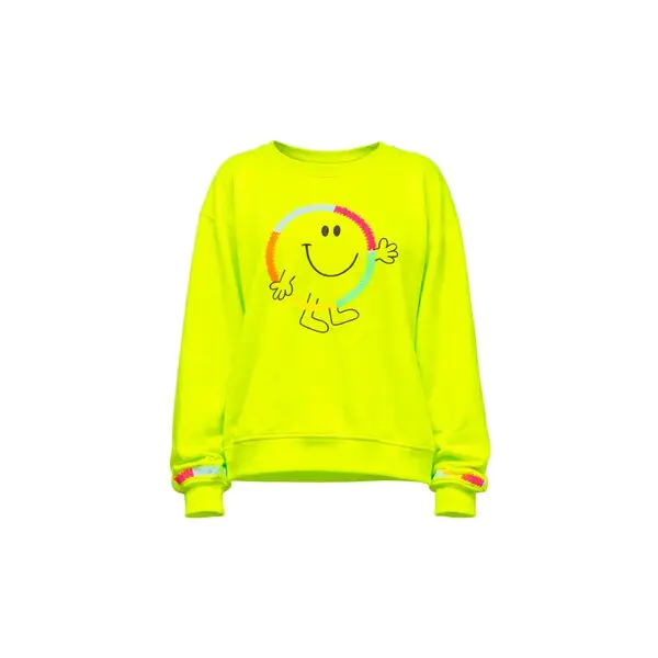 TANTRA SPAIN SL Fluor Sweatshirt With Smile Pattern And Embroidery On Font And Cuffs - Yellow
