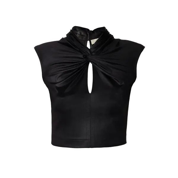 AGGI BY HALEWSKI Ada Power Sleeveless Crop Top - Black