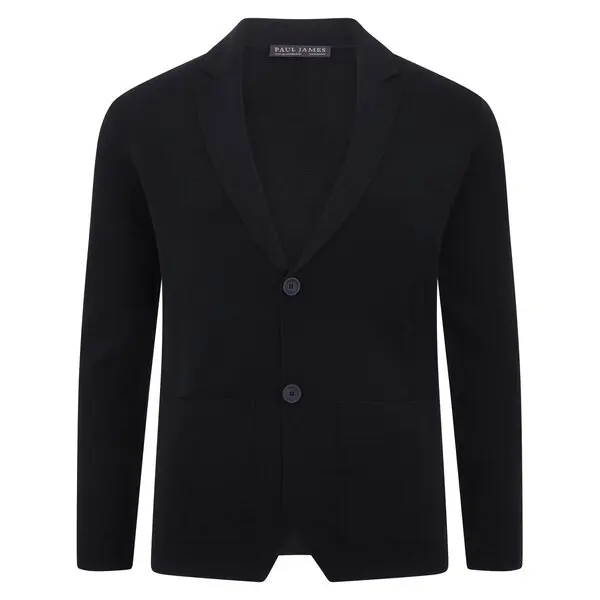 PAUL JAMES KNITWEAR Lightweight Extra Fine Merino Wool Knitted Blazer